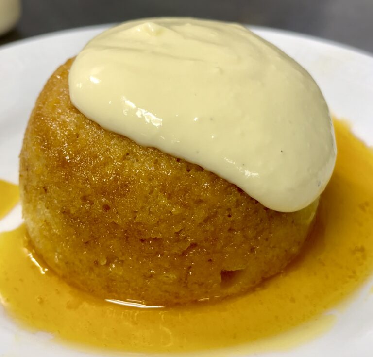 Steamed golden syrup sponge pudding- classic British dessert - Extra Toom